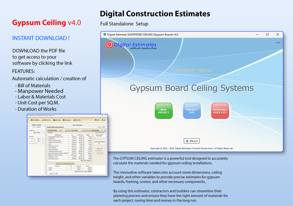 Gypsum Ceiling Estimator v4.0