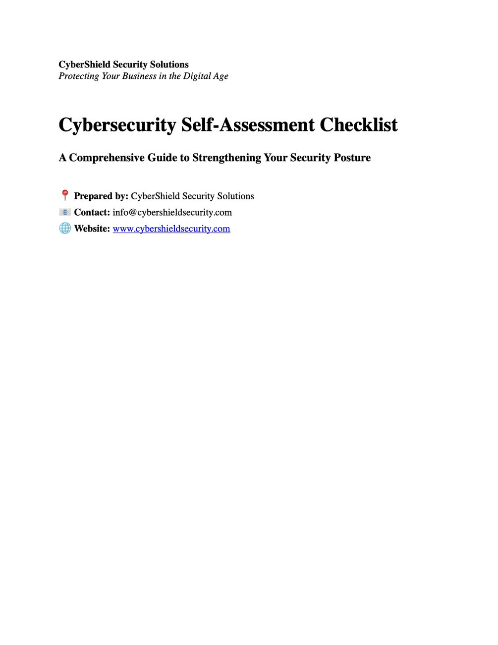 Cybersecurity Self-Assessment Checklists