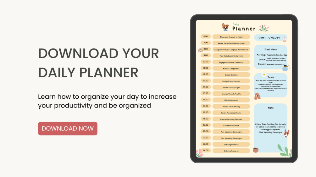 Cream Modern Daily Planner 30 Pages