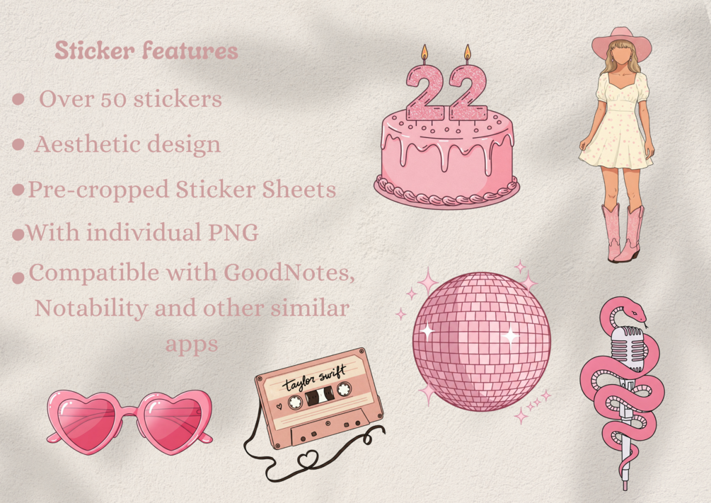 Taylor Swift Digital Sticker 2025 | Swiftie Planner Stickers ...