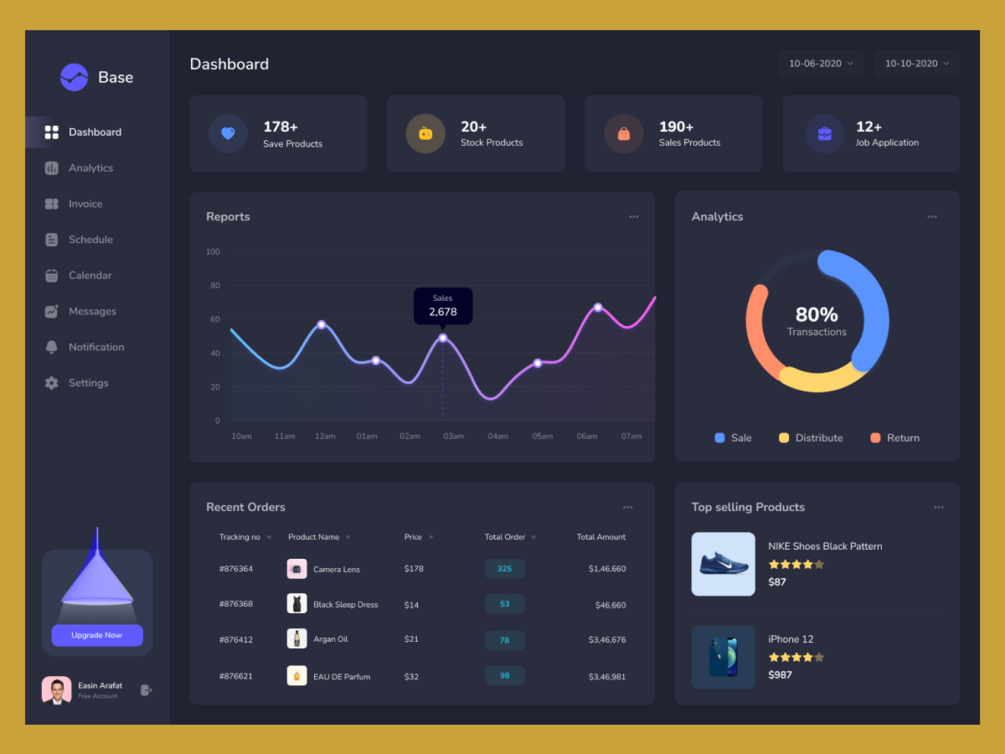 Base Dashboard Landing Page Design