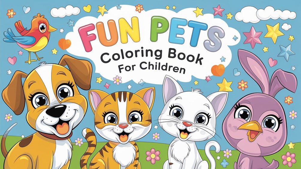 Fun Pets Coloring Book for Children