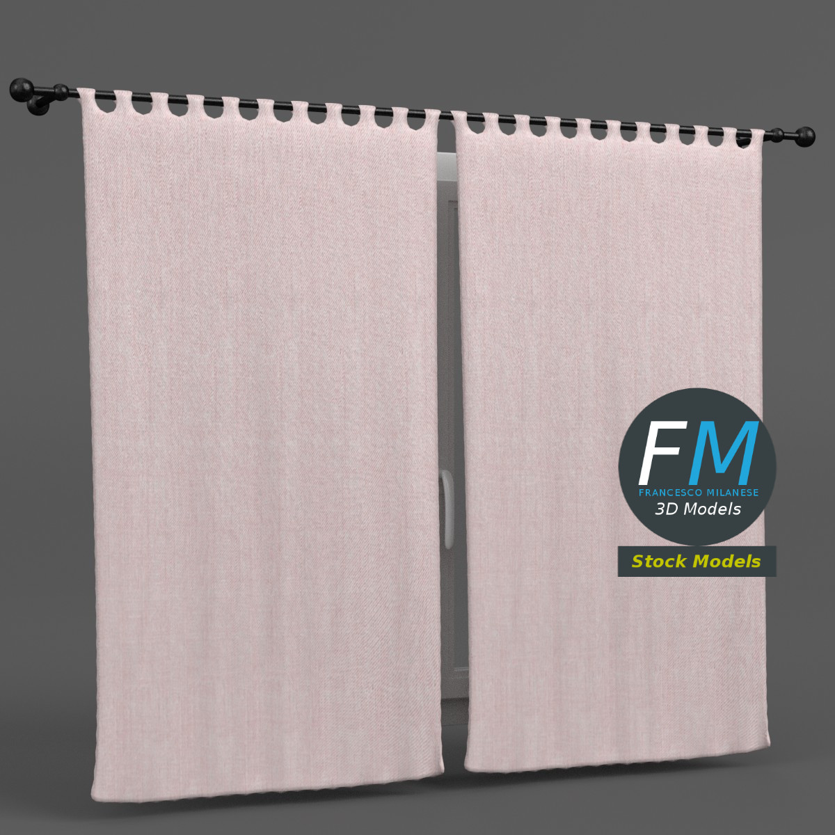 3D MODEL - Window with frame and curtains