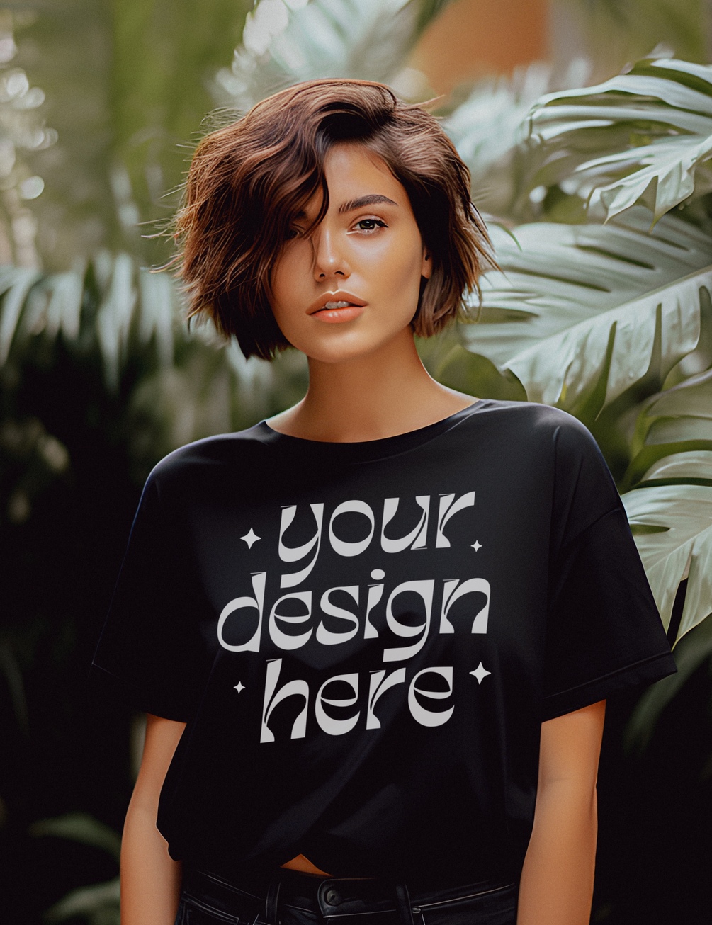 Bella Canvas 3001 Black Mockup, Black Tshirt Mockup, Woman Model Mockup ...