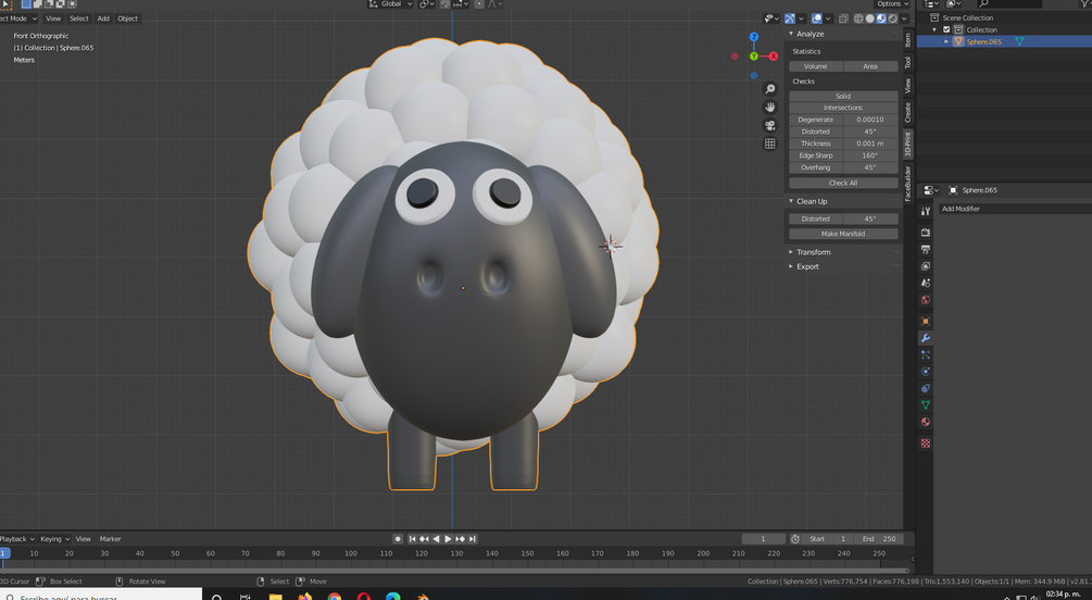 CUTE SHEEP. BLENDER AND STL