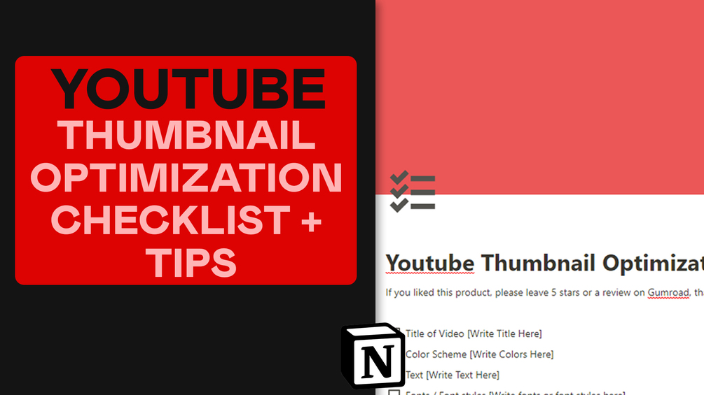 Notion Youtube Thumbnail Optimization Checklist + Tips