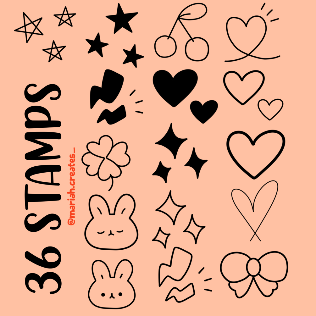 36 Cute Stamps for Procreate