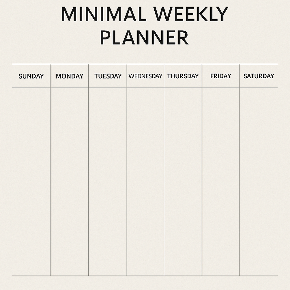 Minimal Weekly Planner - Printable PDF - A4 Size