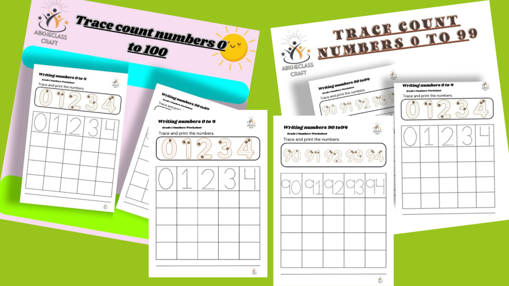 read write trace count numbers 0 to 100 worksheets grade 1
