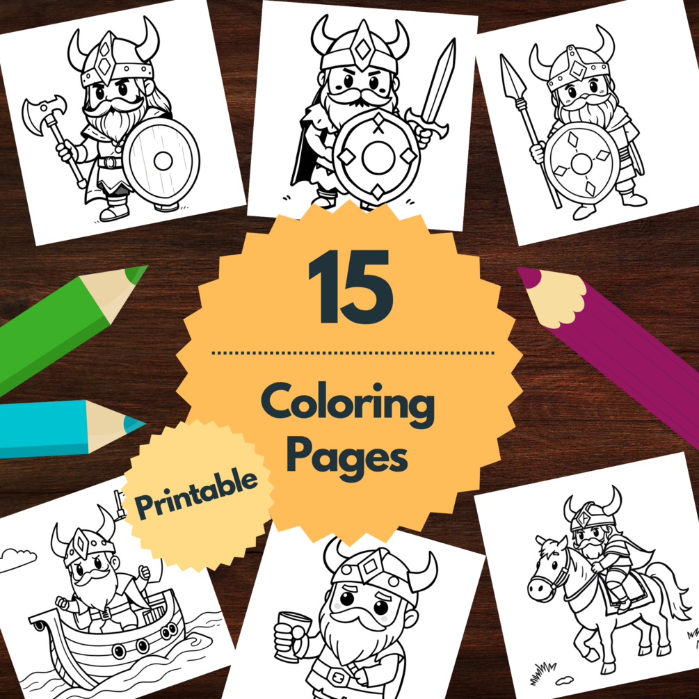 Viking Coloring Book – 15 Printable Norse Mythology Pages – Instant ...