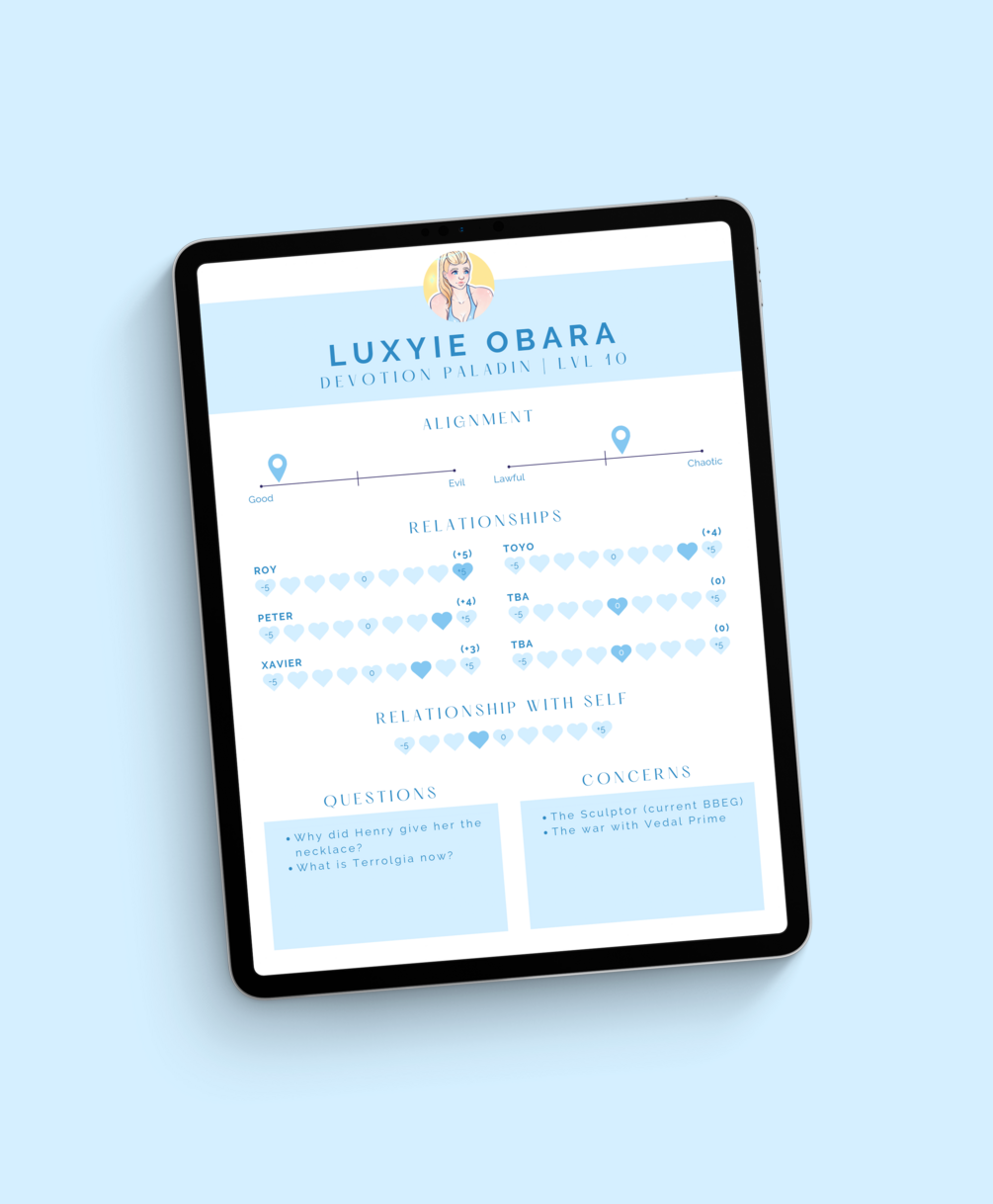 DnD/RPG Character Internal Tracker