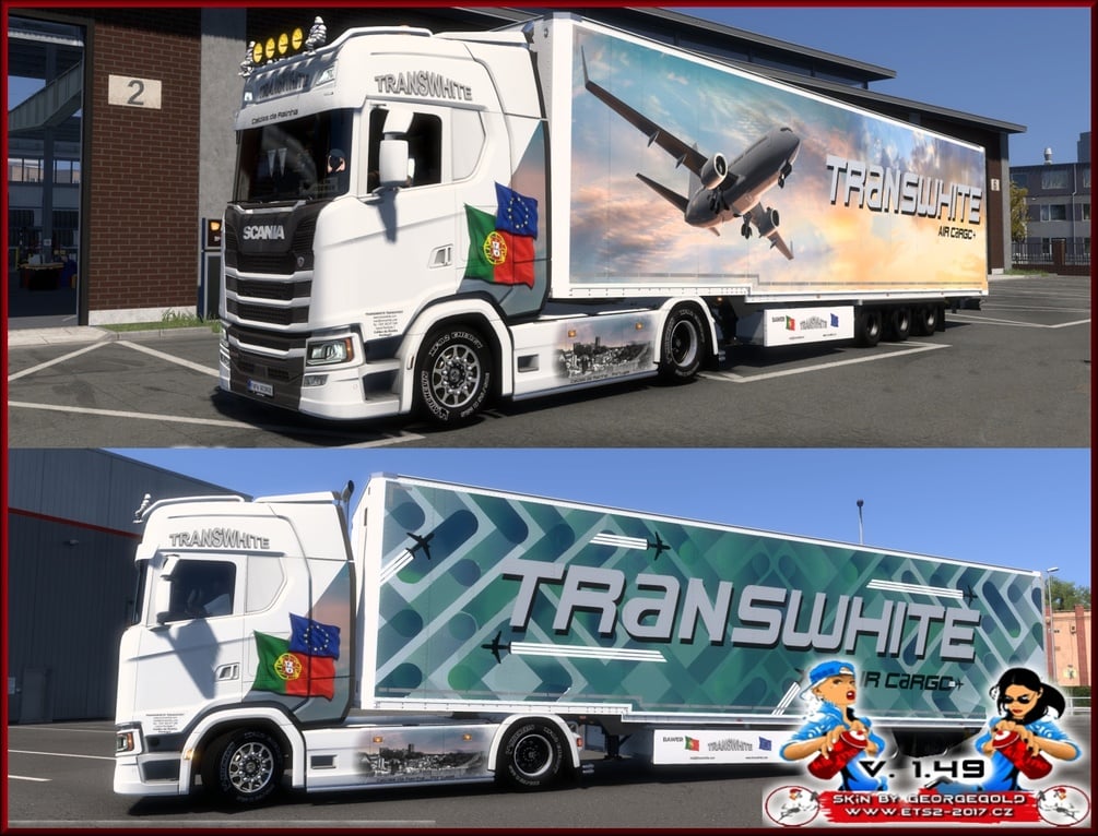 ETS 2 Skin Combo Scania S NG Transwhite 1+2