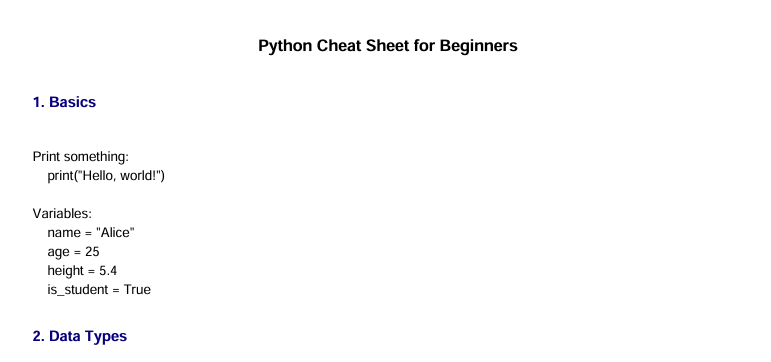 Beginner's Python Cheat Sheet