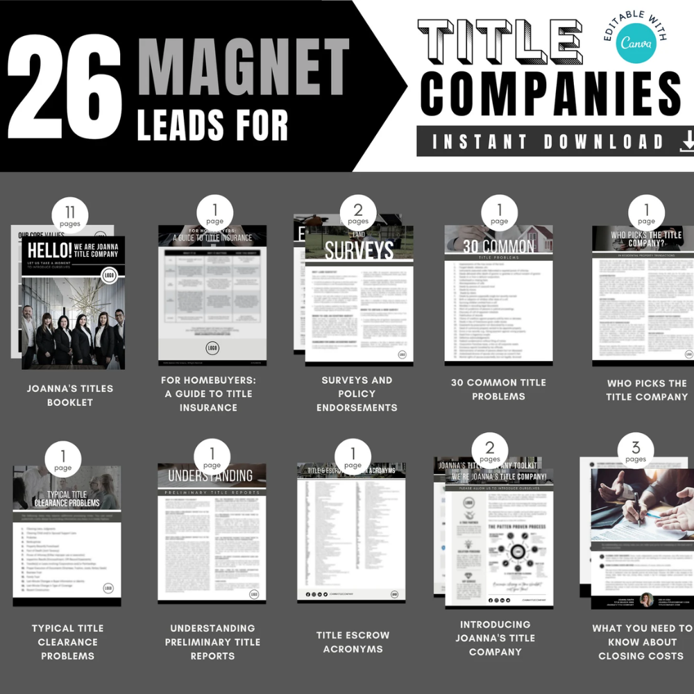 Bundle Lead Magnets Handouts for Title Company | Title Specialist ...