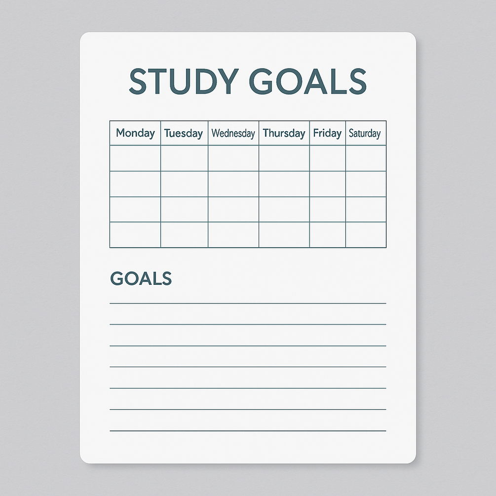 Minimalist Study Goals Planner