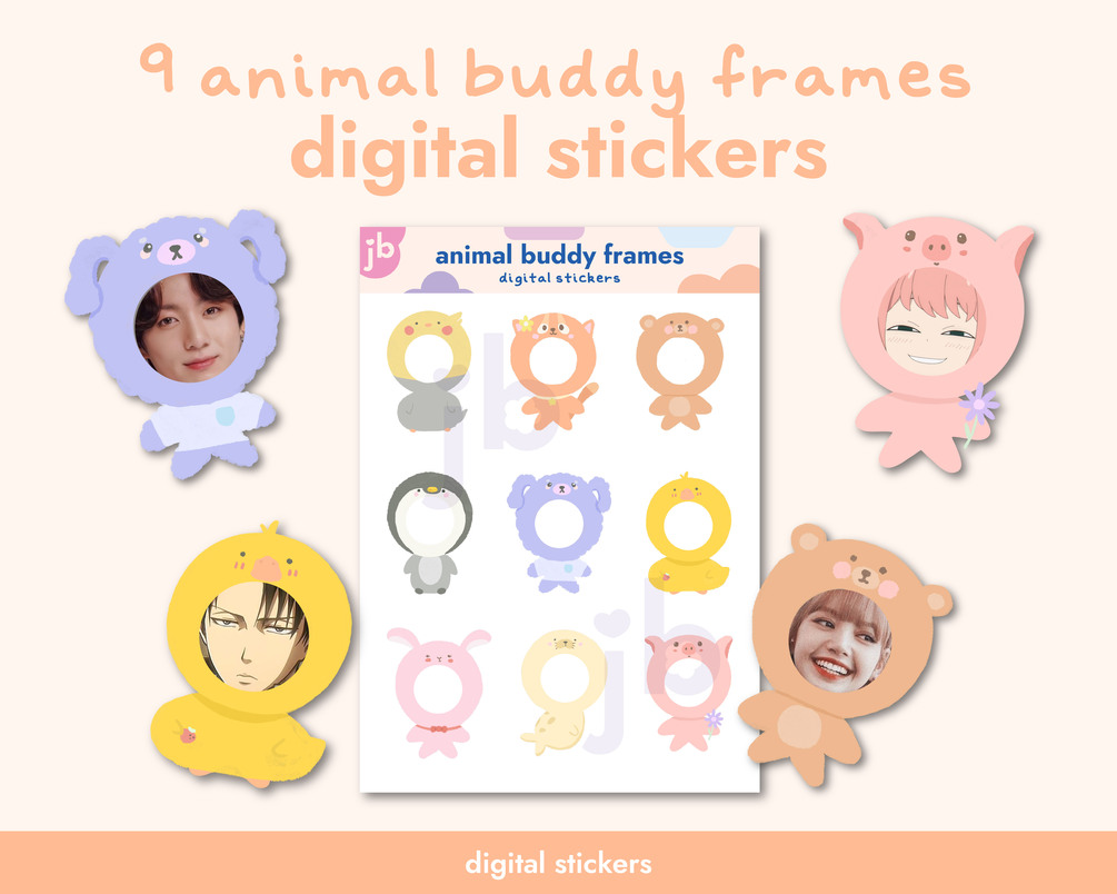 Cute Digital Frame Stickers for Goodnotes Journal Stickers with Kawaii ...