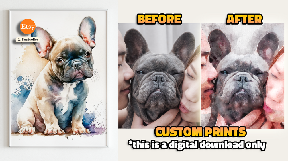Custom Pet Printable Wall Art | Watercolor Syle | Art Print | Digital ...