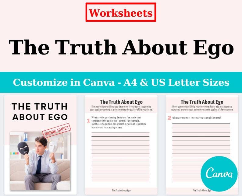 Life Coach Templates Worksheets | The Truth About Ego | Canva Templates ...