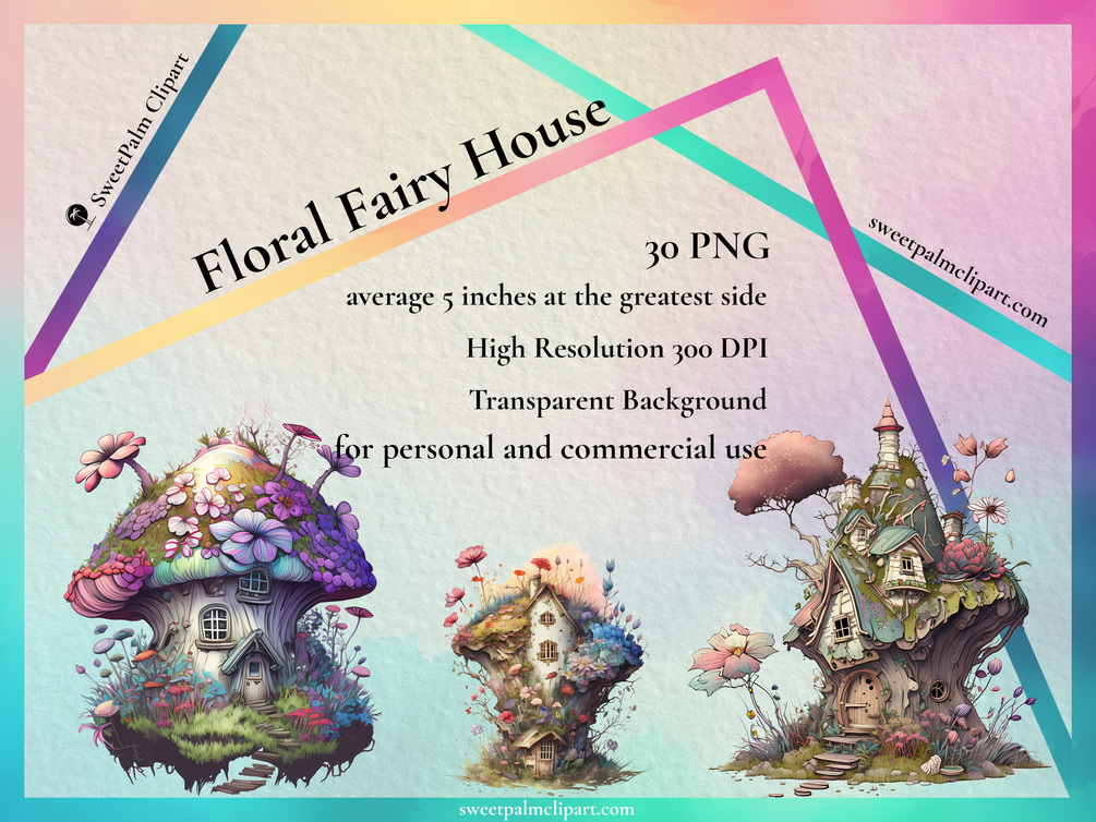 30 PNG Floral Fairy House Clipart, Fantasy Fairy Tail Bundle, Mushroom ...