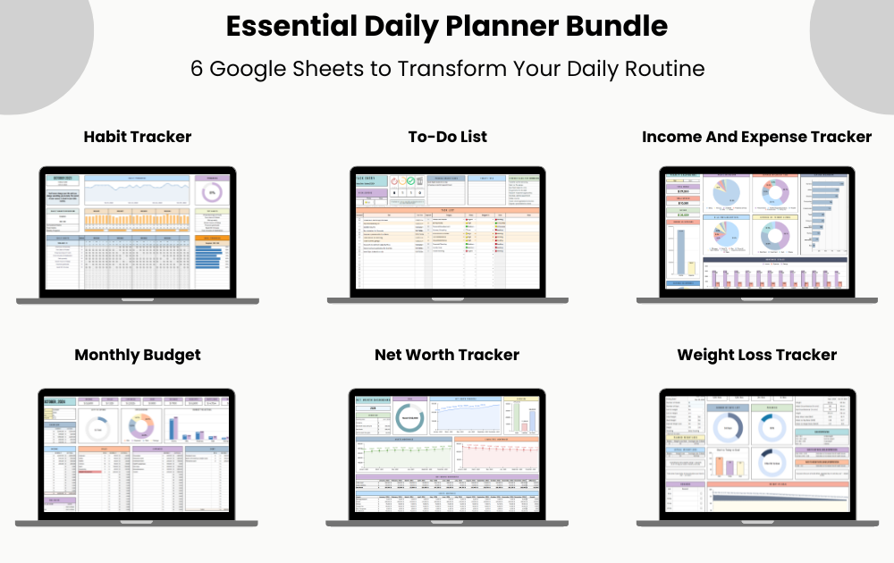 Essential Daily Planner Bundle: 6 Google Sheets to Transform Your Daily ...