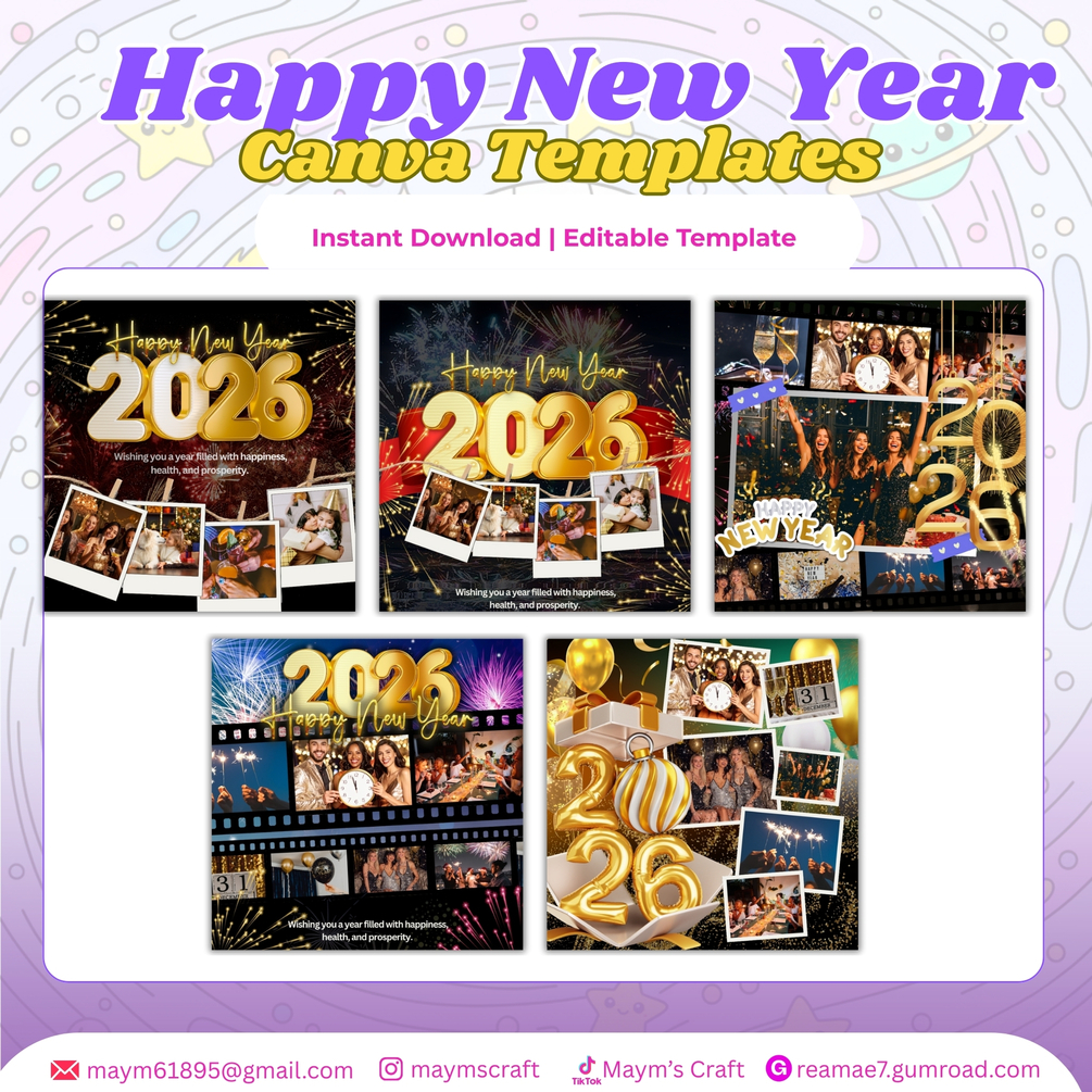 5 Editable 2026 Happy New Year Canva Templates