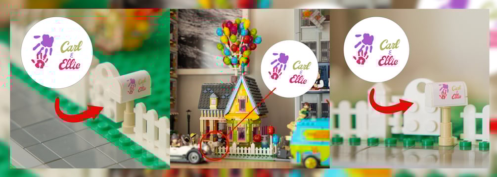 Carl and Ellie Mailbox Sticker for LEGO Up House Set