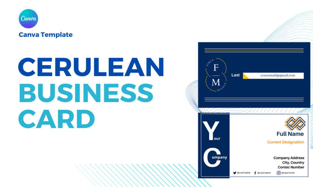 Blue & White - Cerulean - Business Card