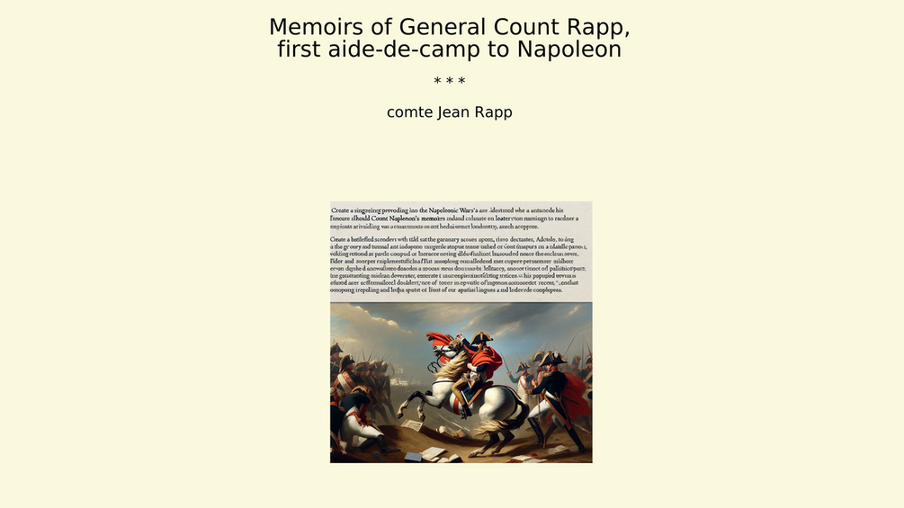 Memoirs of General Count Rapp, first aide-de-camp to Napoleon