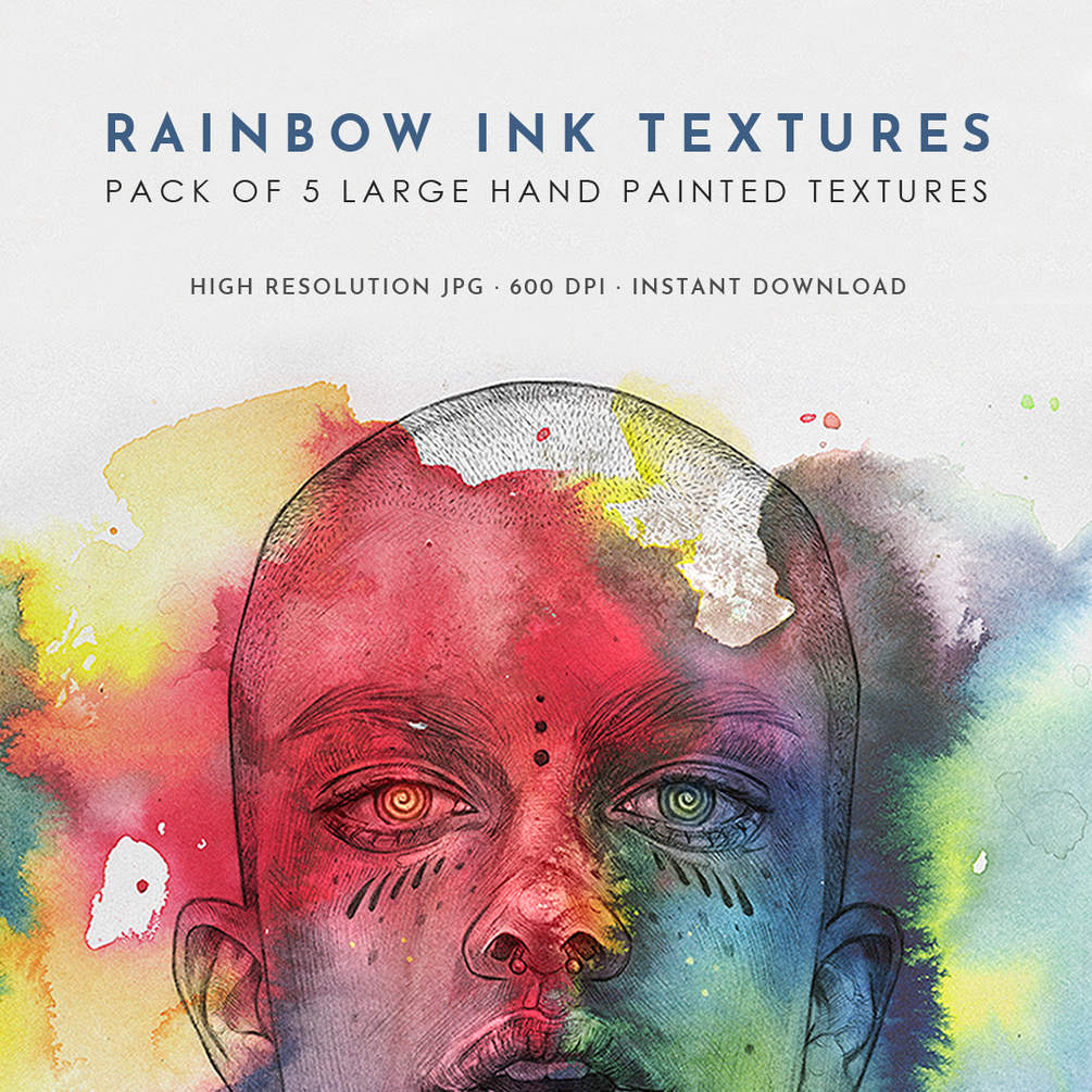Acrylic Ink Textures - Pack of 5 Scanned Sheets