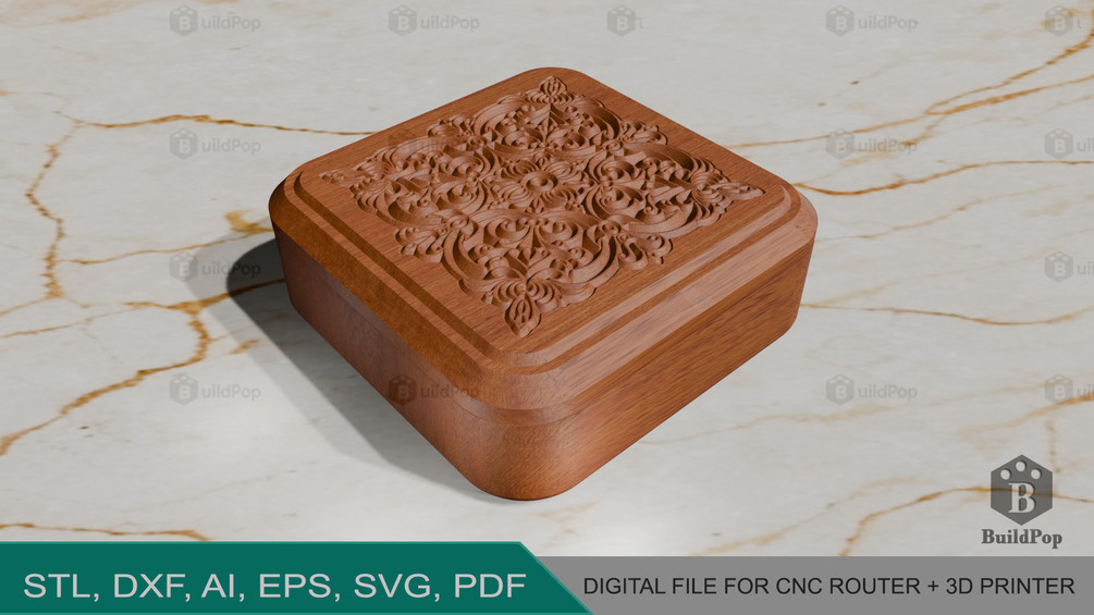 Baroque Floral Carved Box – CNC File Pack