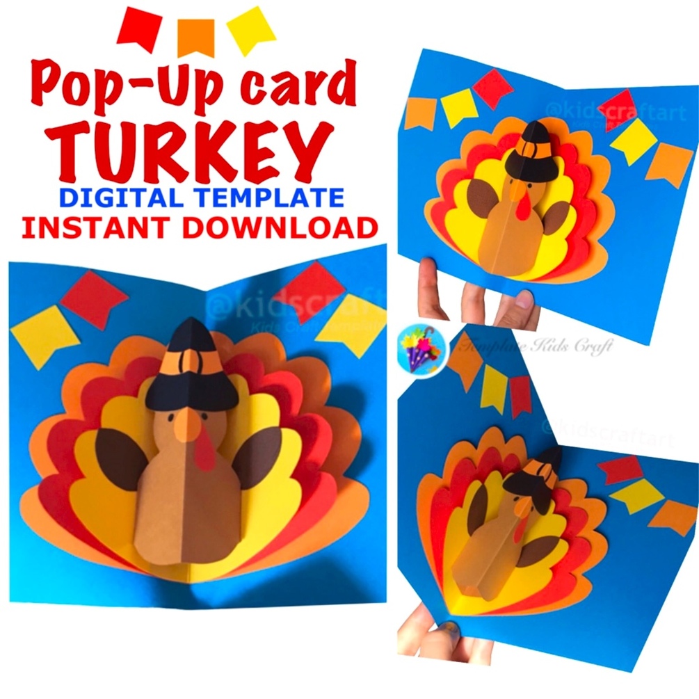 Pop Up Thanksgiving Turkey Card Fall Craft November Autumn Crafts Gift ...
