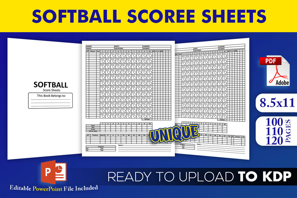 Softball Score Sheets Book | KDP Interior Template Ready to Upload