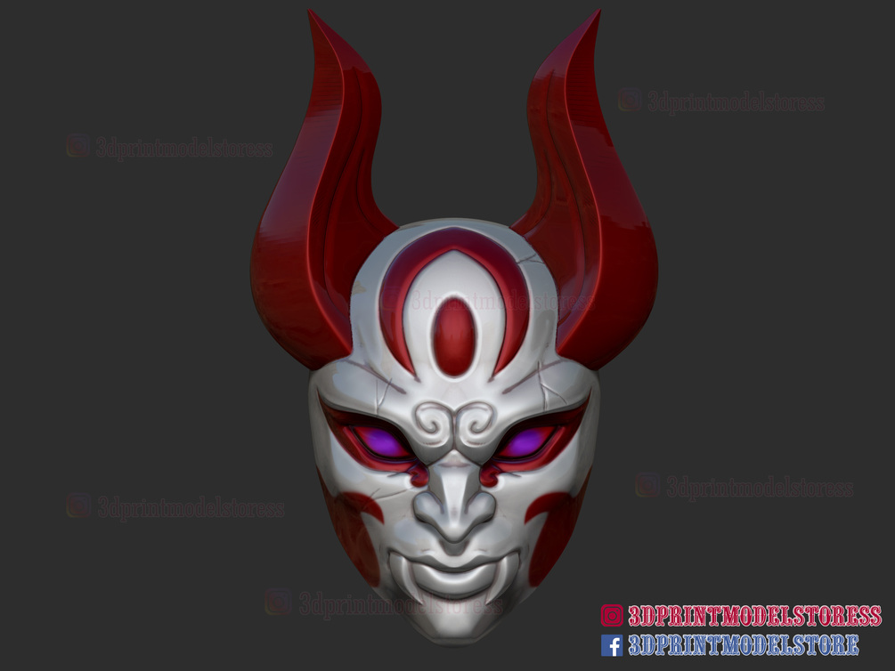 Diana Blood Moon Mask - Samurai Oni Mask - Halloween Cosplay Costume 3D ...