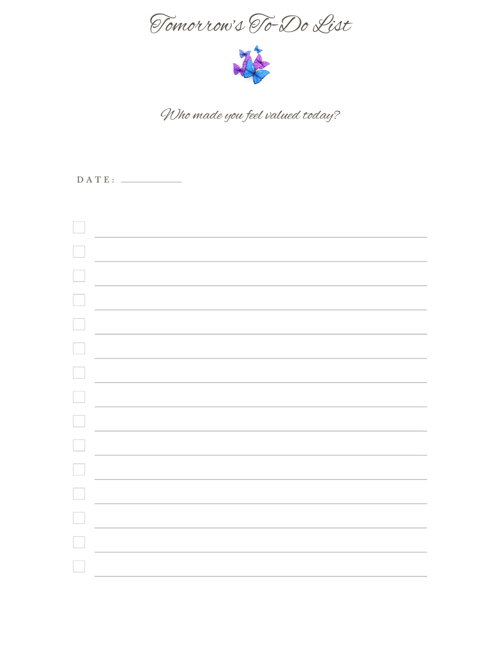 To Do List - Tomorrow's To Do List (Valued)
