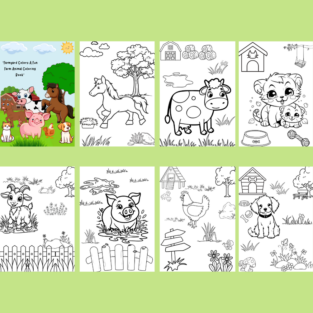 Farmyard Colors: A Fun Farm Animal Coloring Book