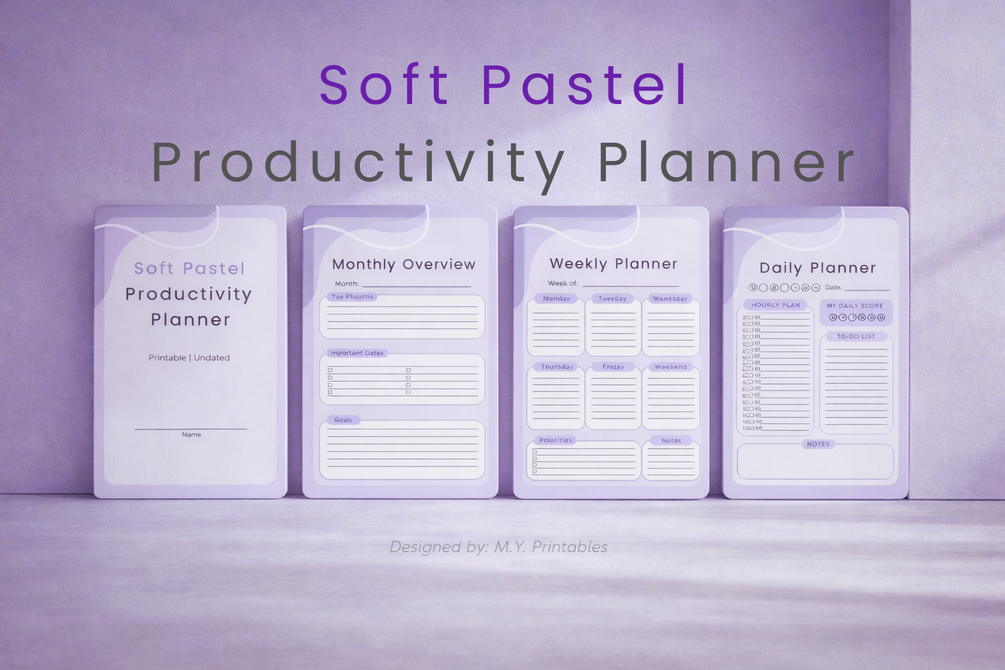 Soft Pastel Productivity Planner – Lavender | Printable & Undated | A4 ...