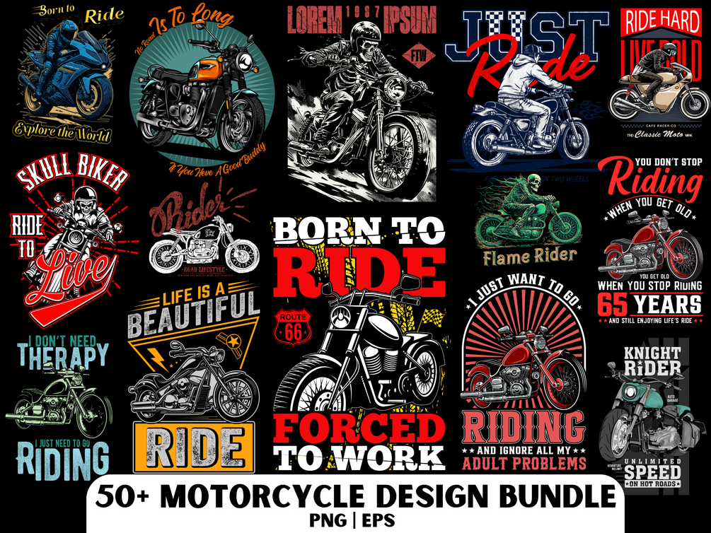 Motorcycle, Bike Rider, Motorcycle Art, Motorcycle PNG Design Bundle.