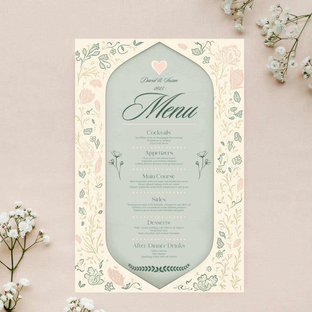 Canva Wedding Digital Paper For Invitations And Menus, Floral Borders ...