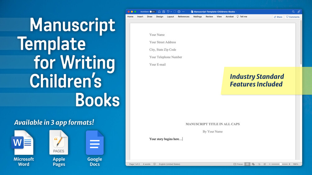 Manuscript Template for Writing Children’s Books