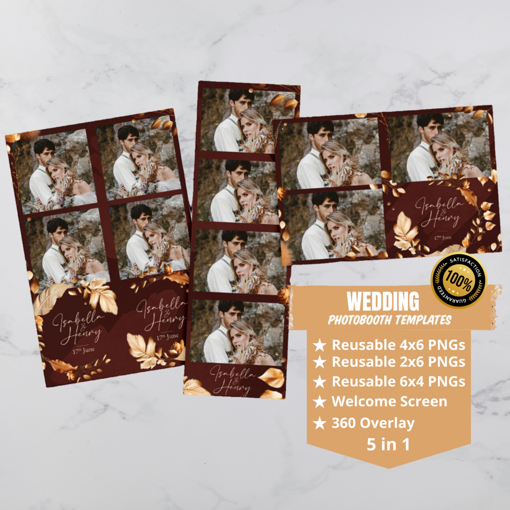 5 in 1 Wedding photobooth tempaltes for dslrbooth, darkroom, loombooth ...