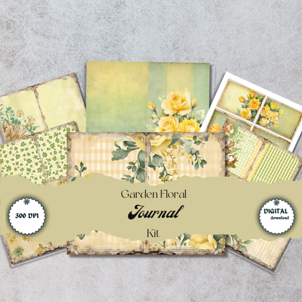 Garden Themed Floral Journal Kit | Vintage Yellow Rose Printables ...