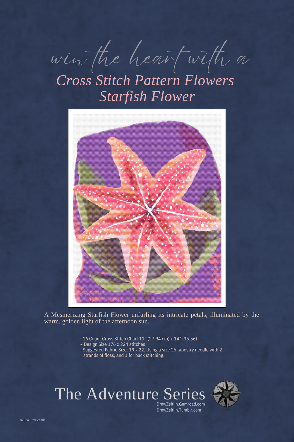 Cross Stitch Pattern Flowers Starfish Flower