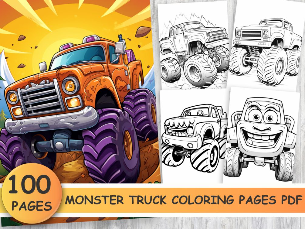 100 Monster Truck Coloring Pages for Kids - Printable PDF Download