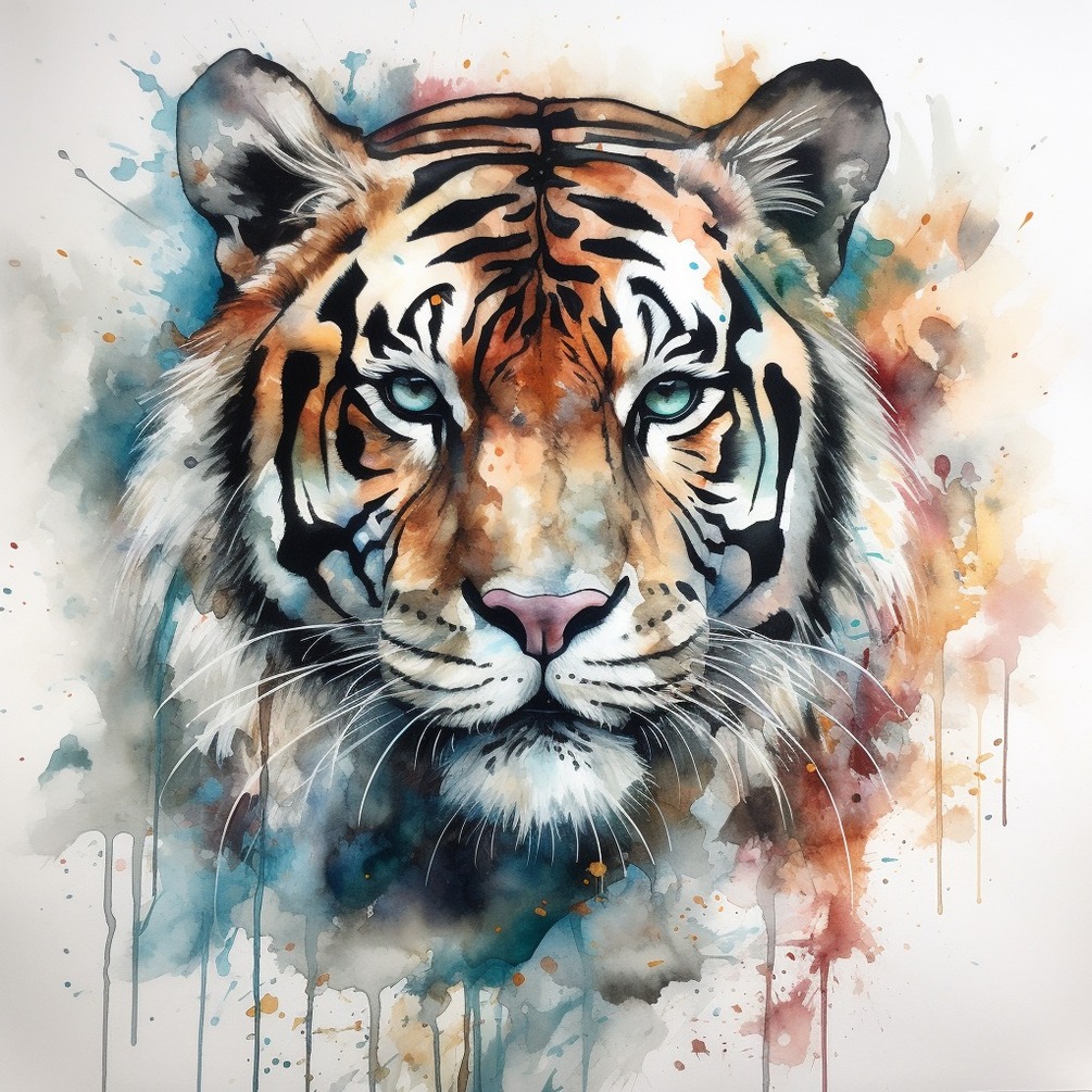 Tiger Water Color Image