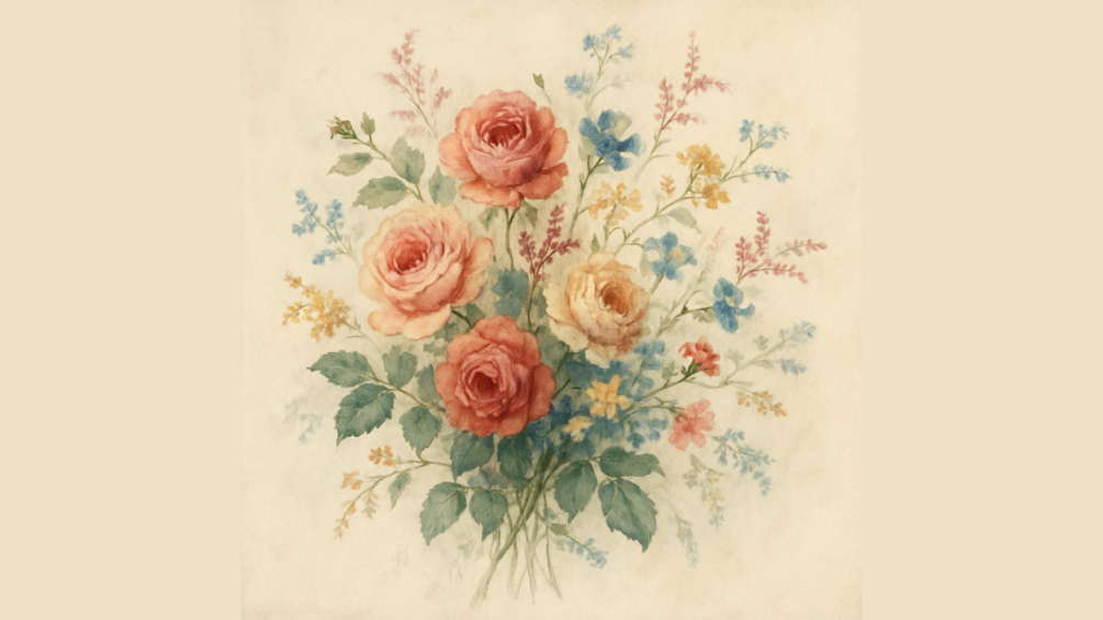 Gracefully Fading Hand-Painted Floral Bouquet – High-Resolution ...