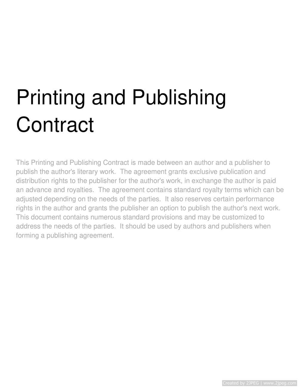 Printing and Publishing Contract