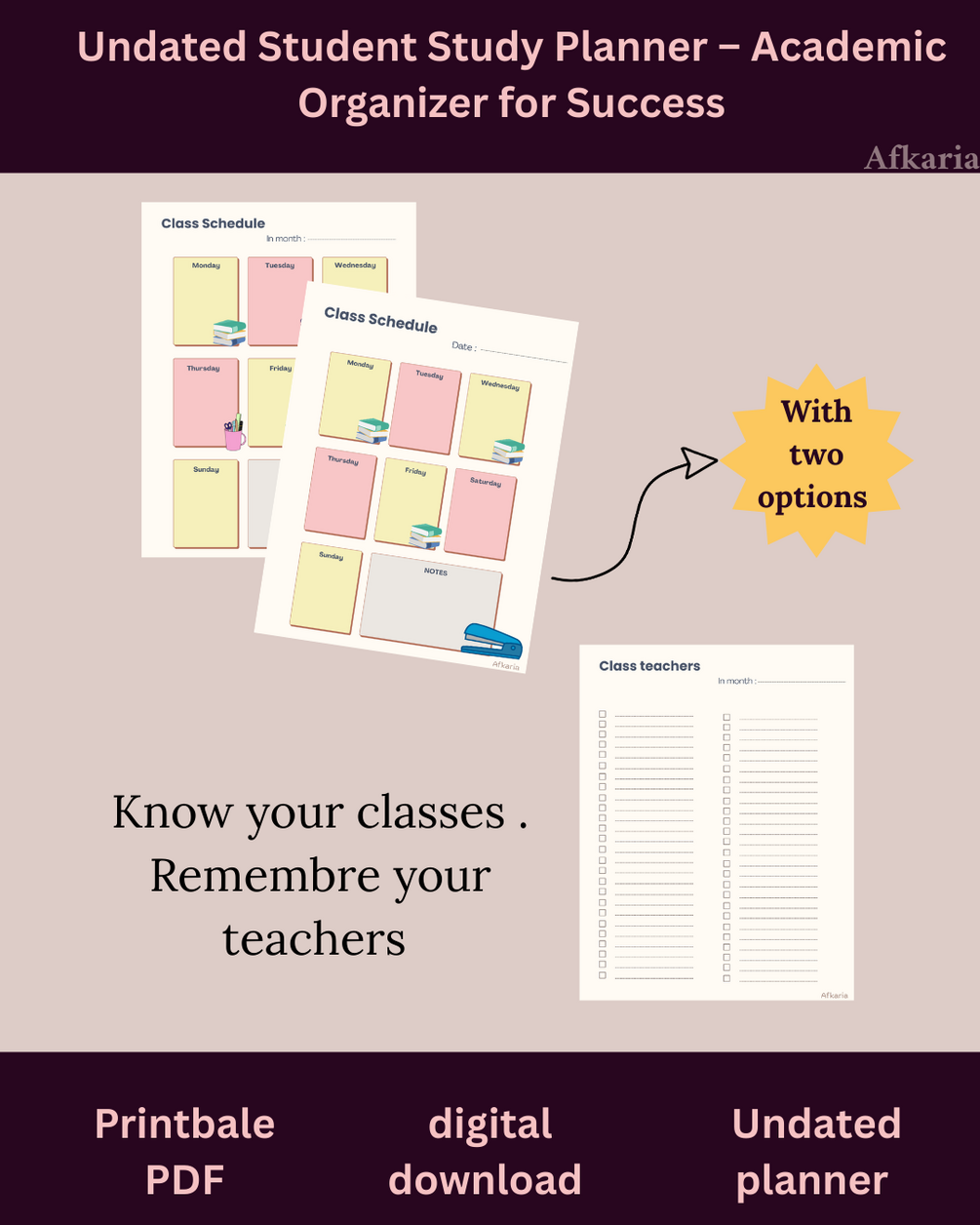 Undated Student Study Planner – Academic Organizer for Success