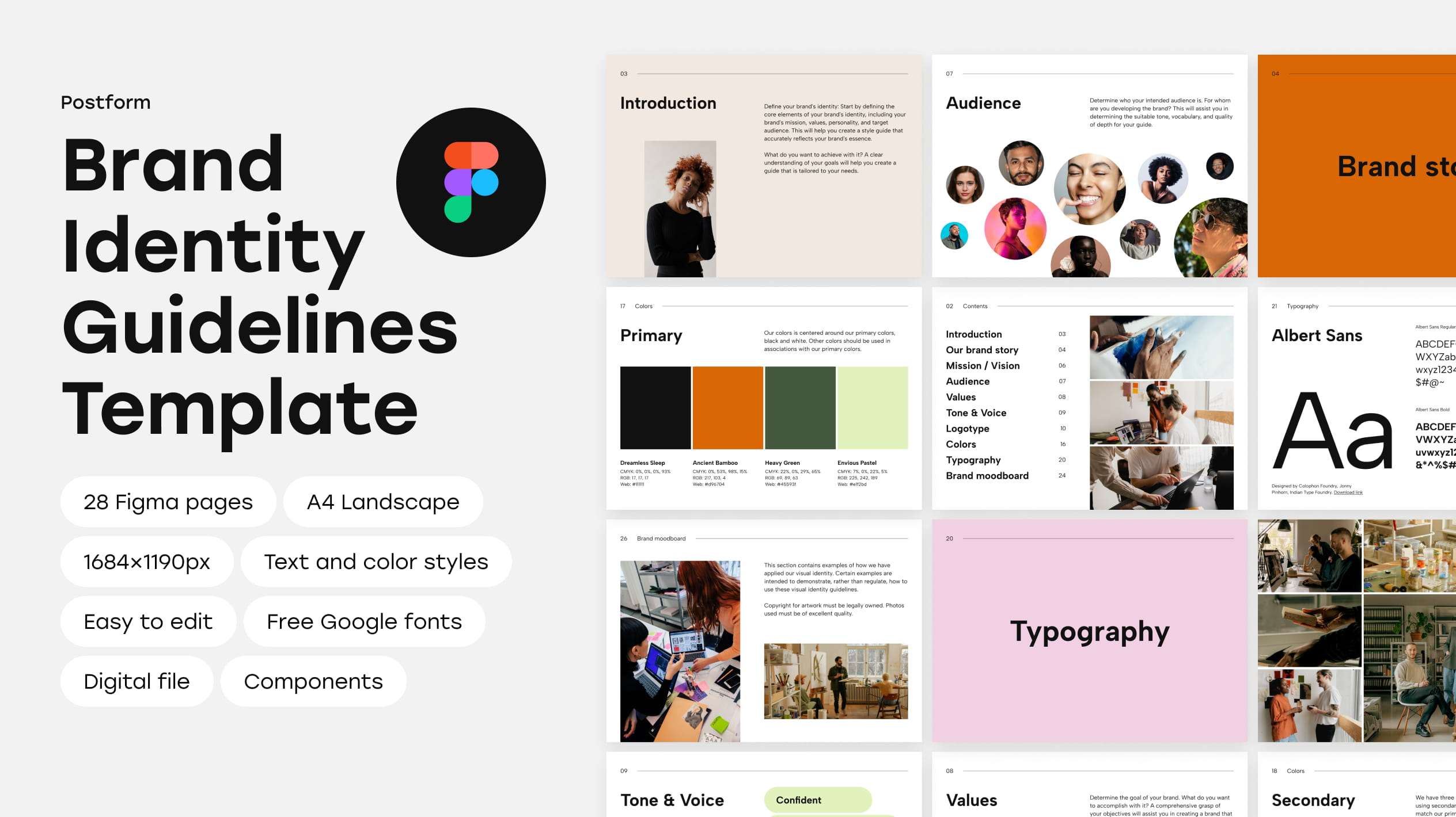 Postform — Brand Identity Guidelines Template for Figma - middltone