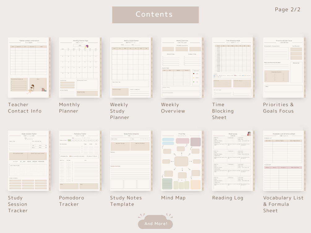 Academic Student Planner | 49 Pages | Hyperlinked + Editable | Digital ...