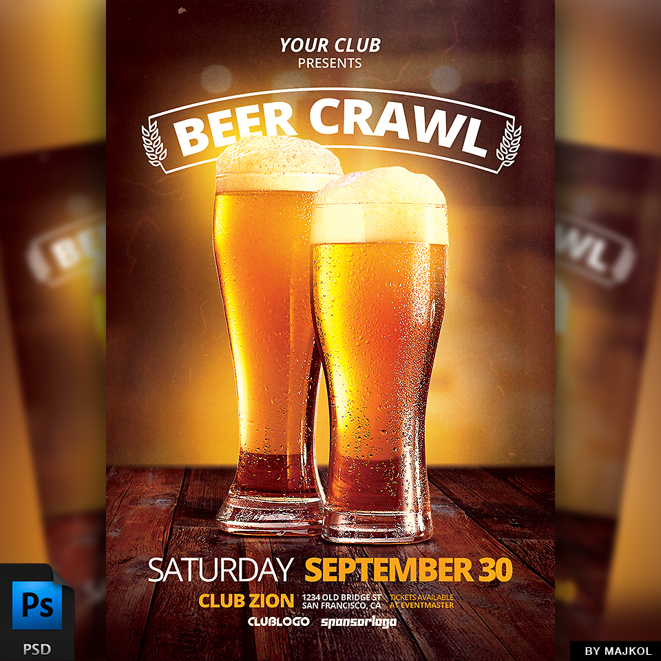 Free Beer Crawl Flyer Template - Majkol